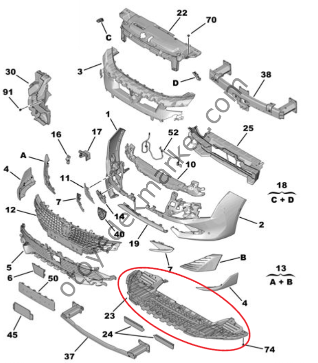 Peugeot 508 (2023-2025) Ön Tampon Alt Muhafaza Deflektörü (Orijinal ...